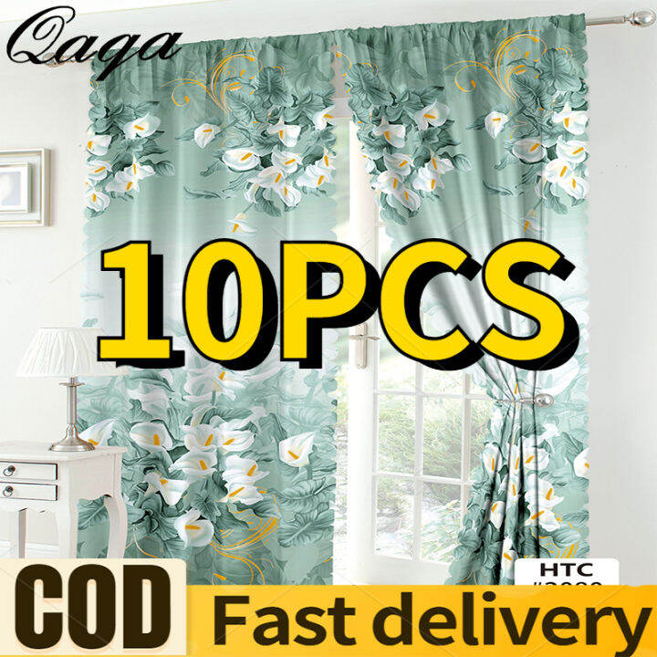 10Pcs 3 in 1 Curtain Set Kurtina Sale Makapal Curtains for Window Blue ...