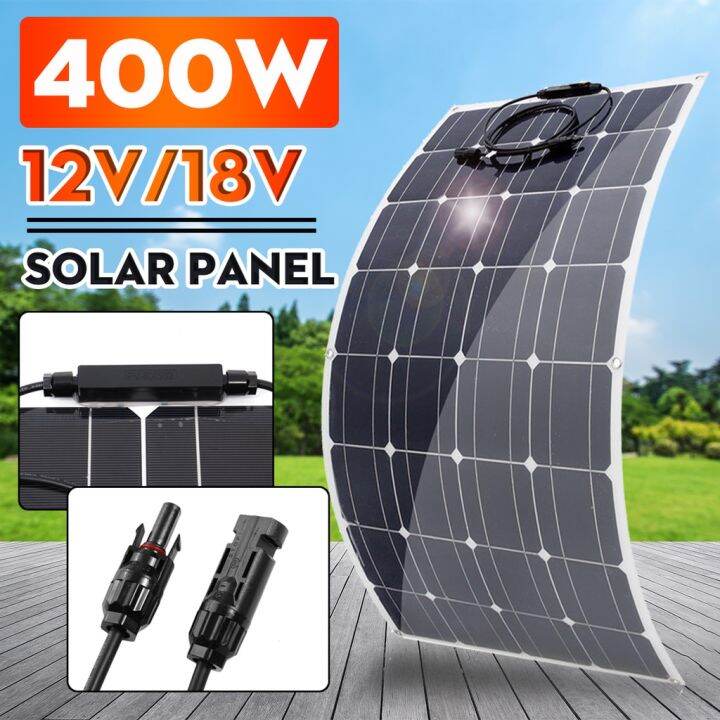 18V 500W Solar Panel Monocrystalline Solar Cell Bank Pack Cable Outdoor ...