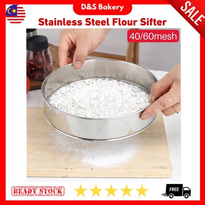 🇲🇾 D&S 40/60mesh 15/20/25cm Stainless Steel Flour Sifter Round Shape ...