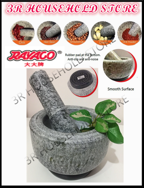 RAYACO 19CM Mortar and pestle / Lesung Batu (Nature Granite Stone ...