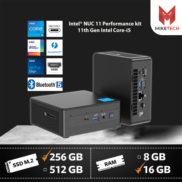 Intel NUC11 Mini PC, 11th Gen Core-i5, 16GB RAM, 256GB NVMe SSD, Windows 11 Pro, Support 8K/4K ...