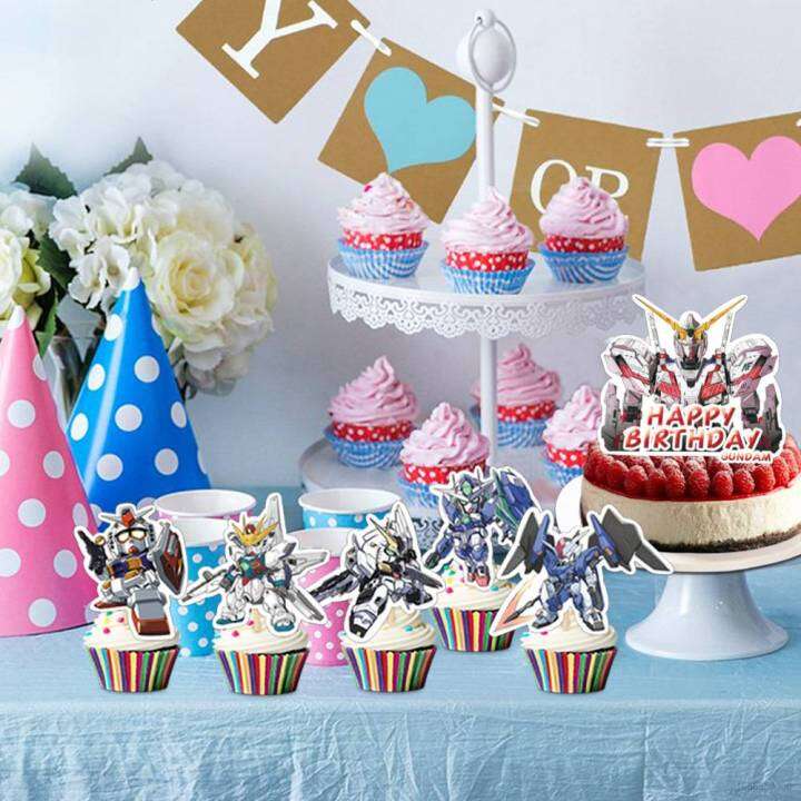 Mobile Suit Gundam Theme kids birthday party decorations banner cake ...