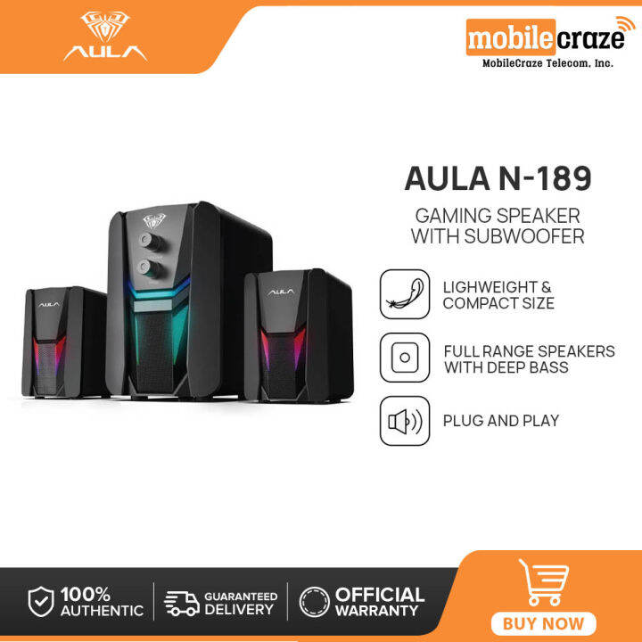 Aula Wind N-189 Gaming Speaker 2.1 With Subwoofer Power Bass RGB Lighting Effect | Lazada PH