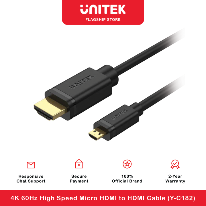 Unitek 2-Meters 4K 60Hz High Speed Micro HDMI to HDMI Cable Support 3D ...