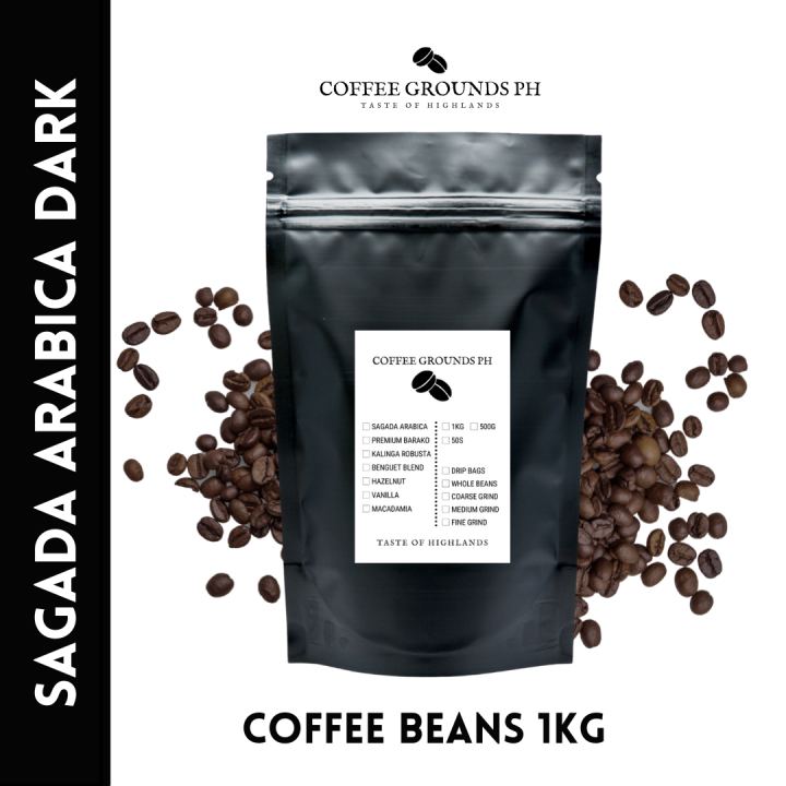Sagada Arabica Dark: Premium Whole Coffee Beans 1kg by Coffee Grounds ...