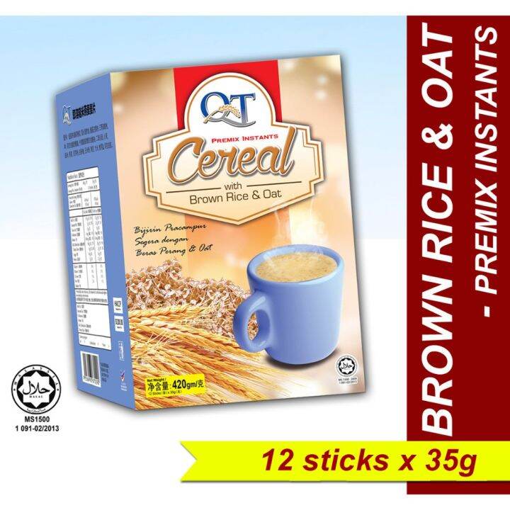 QT Cereal Premix Instant - Brown Rice & Oat Cereal (12 sticks x 35g) | Lazada