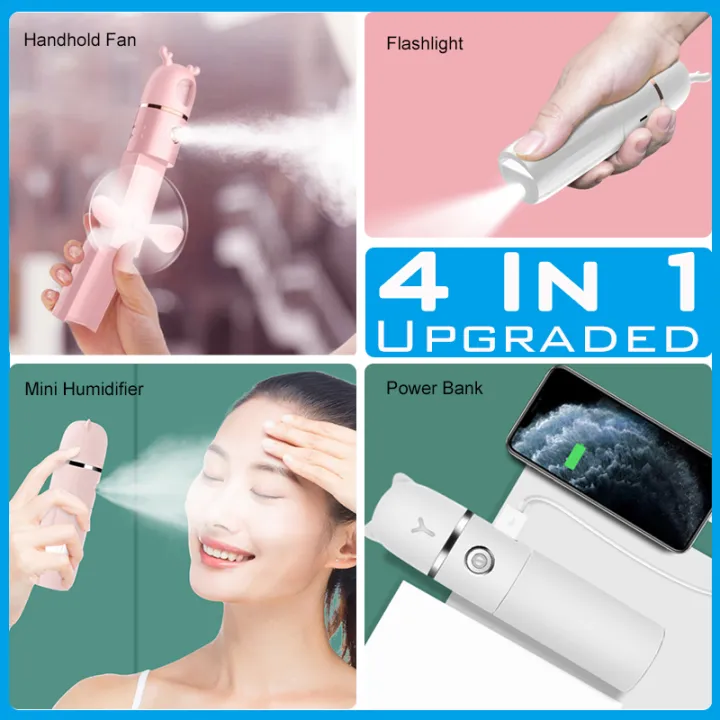 Foldable Handheld Humidifier Fan USB Rechargeable Electric Mini Misting ...