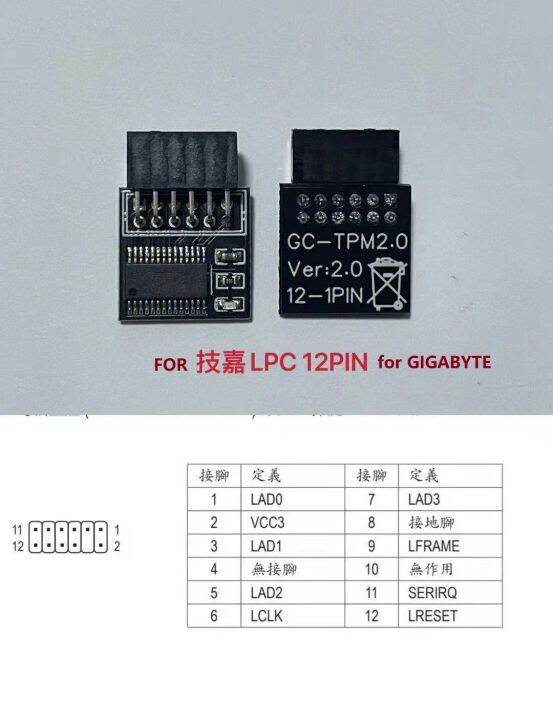 TPM 2.0 Encryption Security Module Remote Card Supports Version 2.0 LPC ...