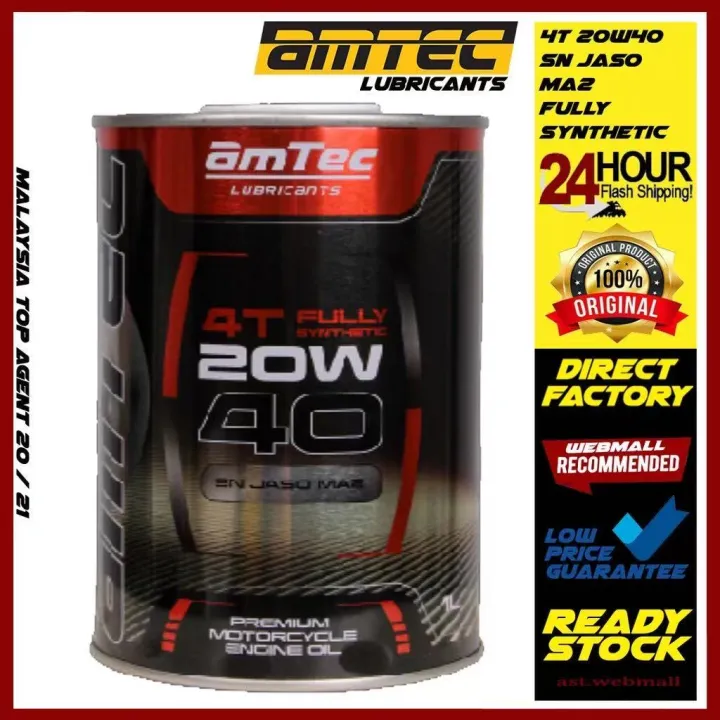 AMTEC 20W40 ENGINE OIL minyak motor 4t JASO MA2 FULLY SYNTHETIC 1L yamaha lc135 tzm rxz ex5 y125 ...