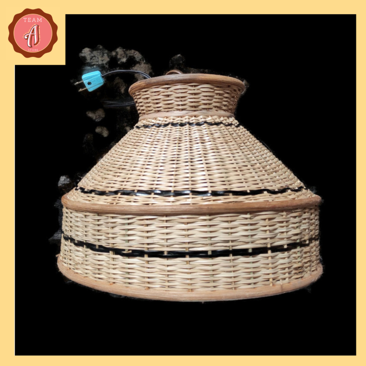 Native Rattan Hanging Lampshade Ceiling Lights Cone and Cylindrical ...