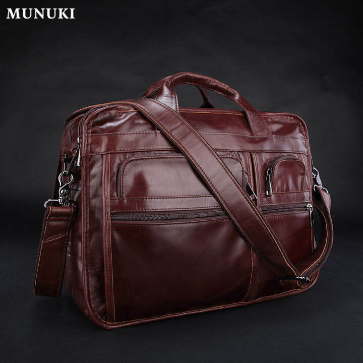 MUNUKI กระเป๋าใส่เอกสารหนังแท้15 "กระเป๋าใส่แล็ปท็อปกระเป๋าสไตล์วินเทจ ...