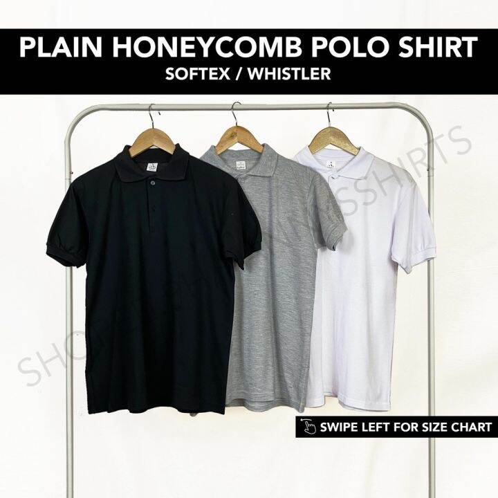 Unisex Plain Polo Shirt | Softex Whistler | Honeycomb | Black Gray ...