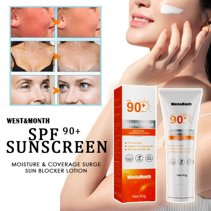 Original West Month (40g) Sunscreen SPF 90+ Sun Blocker Lotion For Face ...