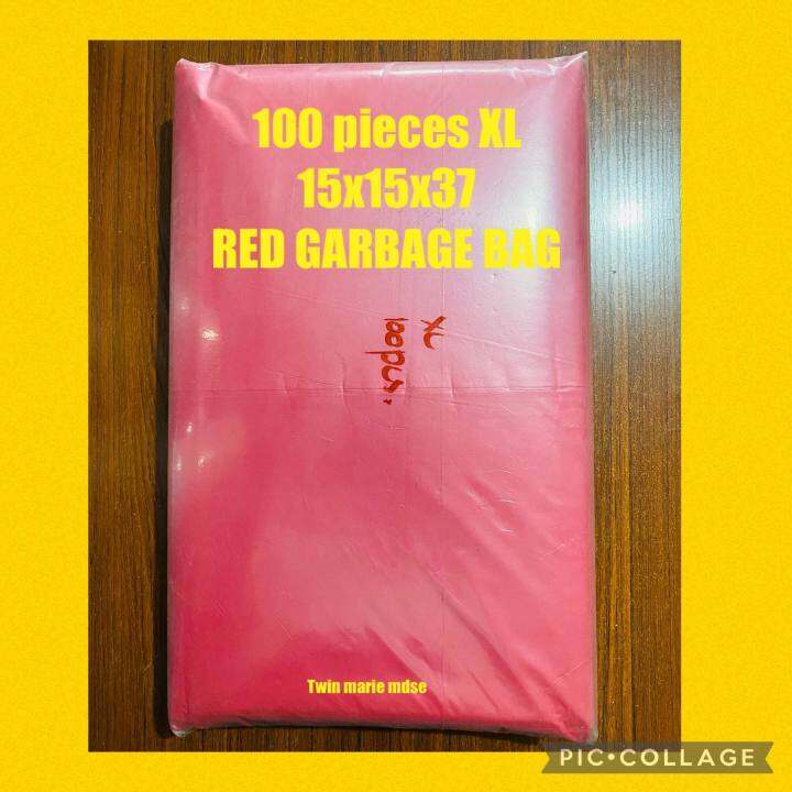 100 Pieces RED garbage bag 30x37 XL size .001 thickness heavy duty ...