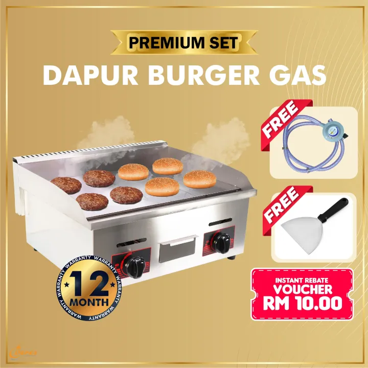 BERES Commercial Stainless Steel Griddle Gas Griddle Dapur Burger Dapur ...