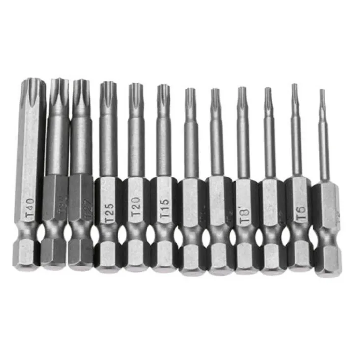 Toolstar 12pcs 50mm Magnetic Torx Screwdriver Bits Set 1/4\ Electric Screwdriver T5-T40 | Lazada PH
