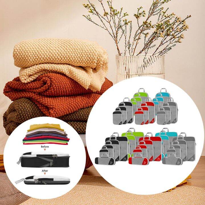 {Receive Yali} 3/6pcs Compression Packing Cubes Expandable Travel Organizer Set Lightweight ...