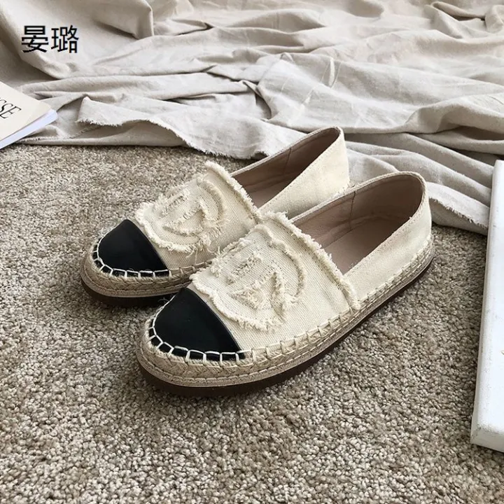 New Small Fragrance Canvas Straw Platform Casual Fisherman's Shoes ...