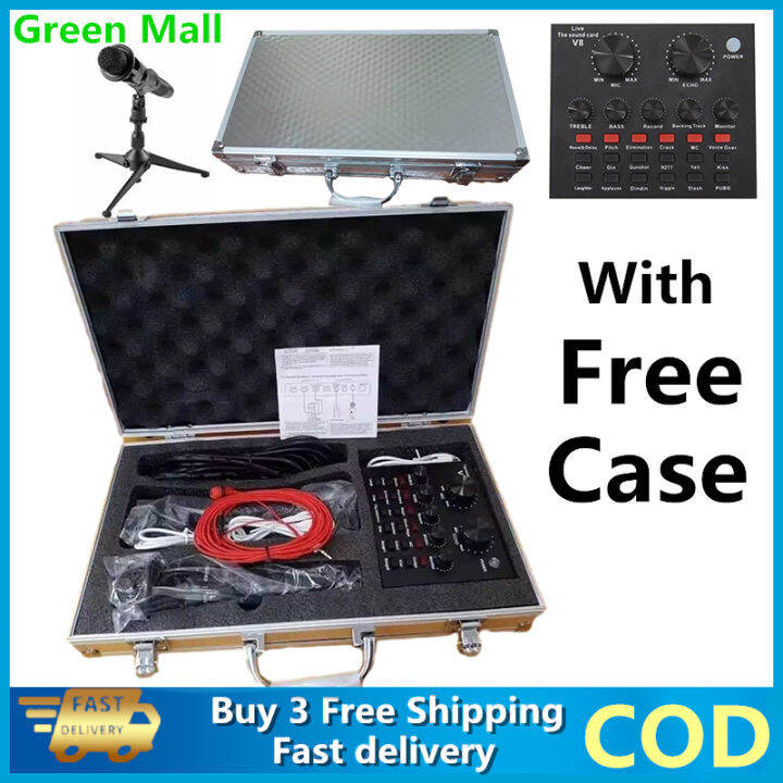 Original V8 Soundcard Set with Condenser Microphone, Stand, Hard Case ...