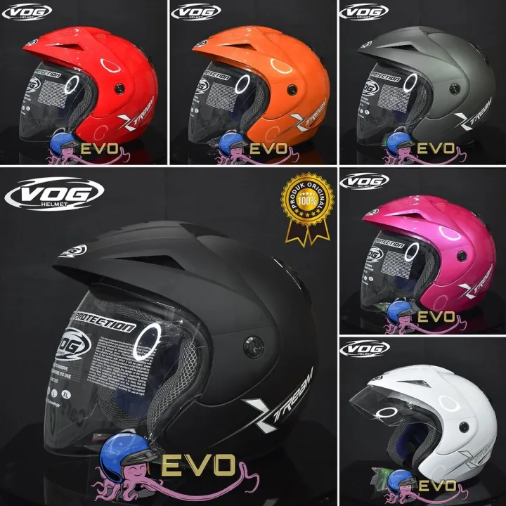 HELM VOG XTREAM ORIGINAL - VOG HELM HALF FACE SOLID WARNA LENGKAP ...