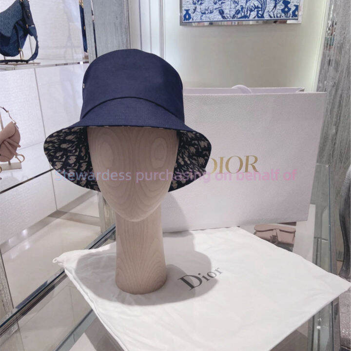 DIOR สองด้าน TEDDY-D หมวกชาวประมงปีกแคบดอกไม้เก่าหมวกชาวประมงสำหรับ ...