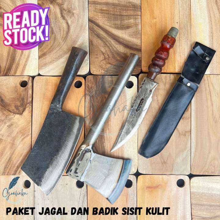 Paket Jagal Lengkap Pisau Daging 100% Per Baja - Kapak Cacah Tulang Per ...