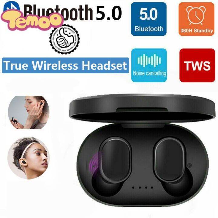 Temoo A6S TWS หูฟังบลูทูธสเตอริโอหูฟังเอียบัดไร้สายหูฟังเกมแฮนด์ฟรี Touch Control หูฟังเครื่อง ...