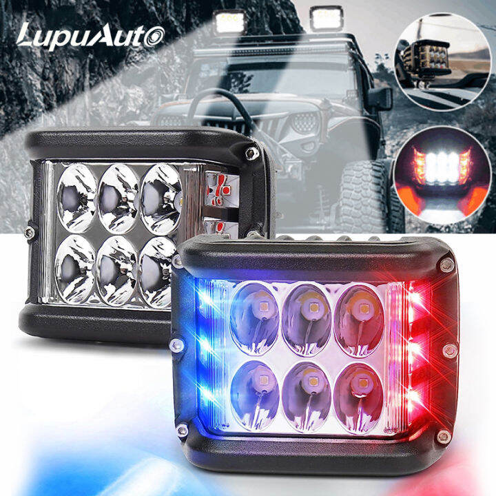 Lupuauto 4"LED Work Light Dual Side Shooter Led light OffRoad Flashing ...
