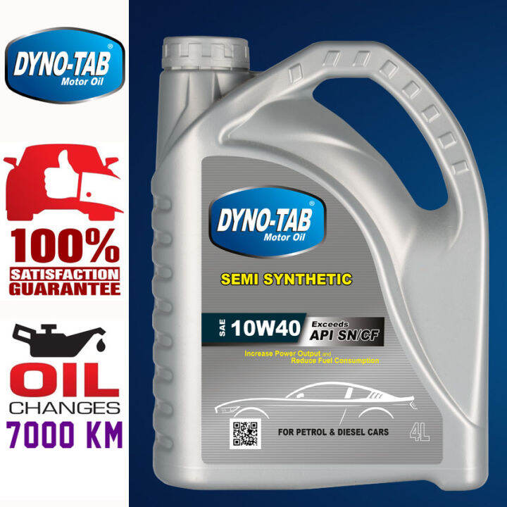 DYNO TAB 10W40 SN/CF Semi Synthetic Engine Oil 4Liter | Lazada