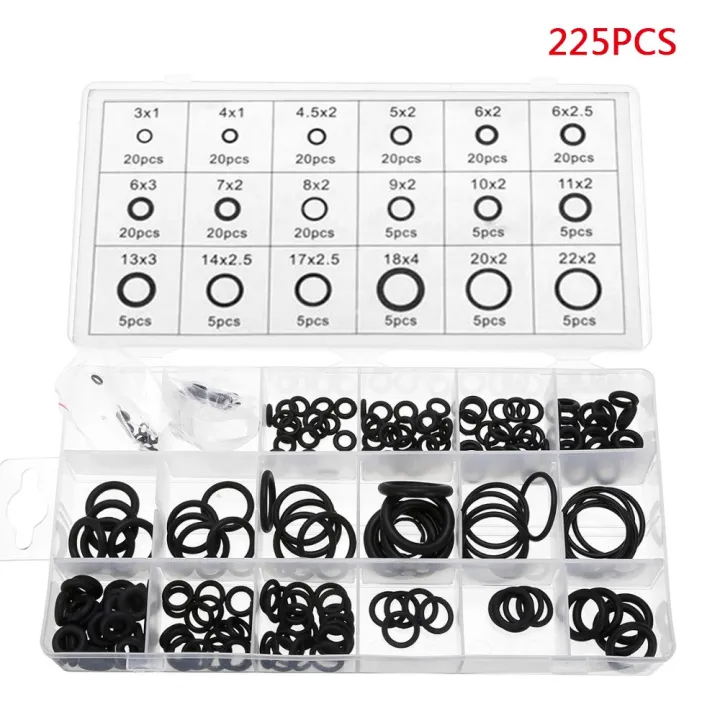 225pcs Rubber O Ring Assortment Set Hydraulic Plumbing Gasket Paintball ...