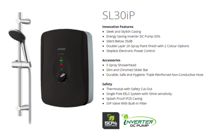 JOVEN SL30iP Instant Water Heater (BLACK) | Lazada