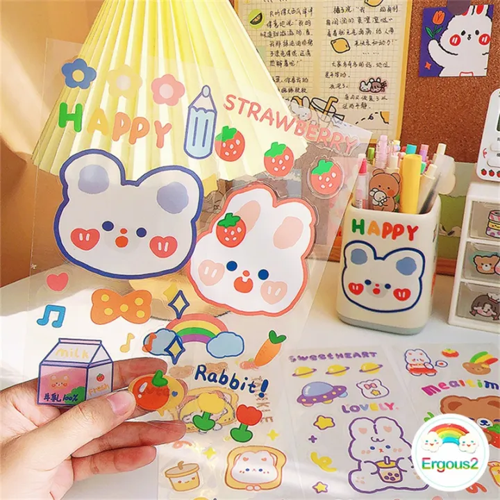 Ins Cute Cartoon Girl Charging Head Sticker DIY Transparent handmade ...