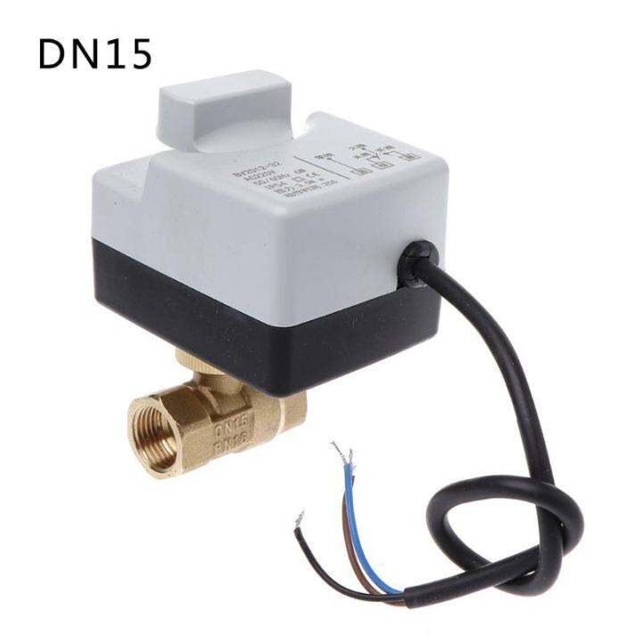 AC220V DN15 DN20 DN25 2 Way 3 Wires Brass Motorized Ball Valve Electric Actuato With Manual ...