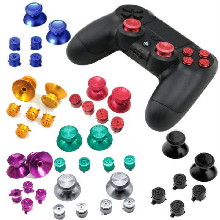 Metal Analog Joystick ThumbStick Grip Caps+ABXY Buttons Repair Part for ...