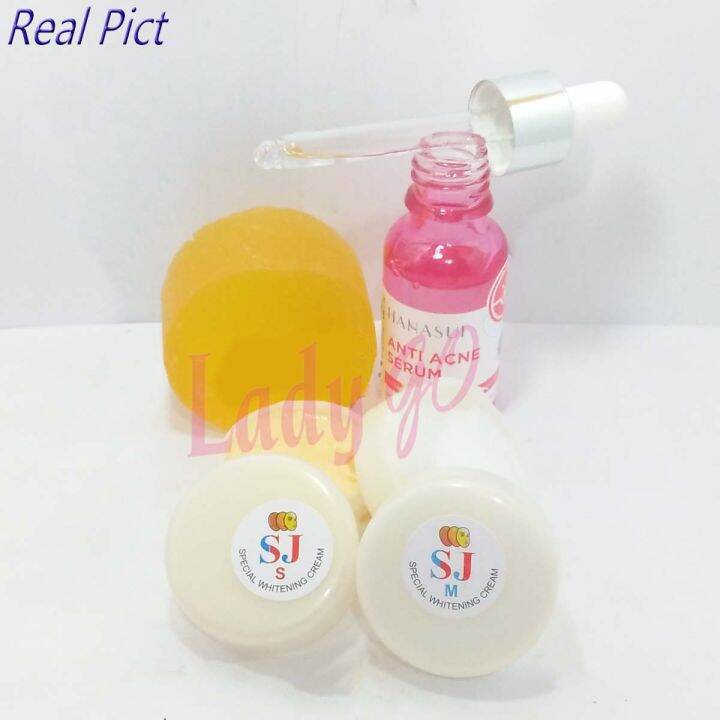 Cream SJ Sinjung Set Siang Malam + Sabun Qm Brightening + Serum Anti ...