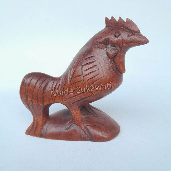 Patung kayu ayam jantan mini kerajinan ukiran kayu handmade Bali ...