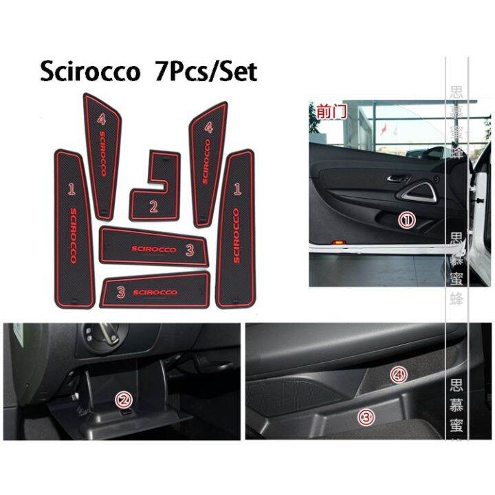 7ชิ้นเซ็ตโฟล์คสวาเกน VW S Cirocco ภายในรถประตูสล็อต Pad อัตโนมัติยาง ...