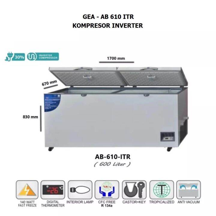 Gea AB610ITR Chest Freezer 600L | Lazada Indonesia