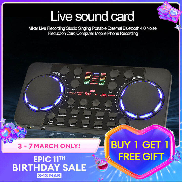 Professional Audio Mixer Live Sound Card with DJ Mixer Effects Podcast ...