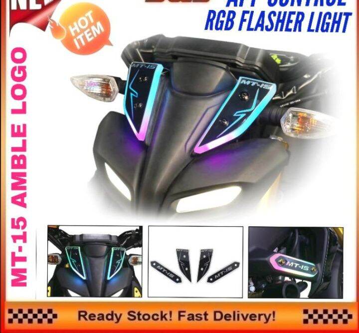YAMAHA MT15 MT-15 LED RGB LIGHT AMBLE 4PC ENGINE AMBLE WINDSHIELD AMBLE ...