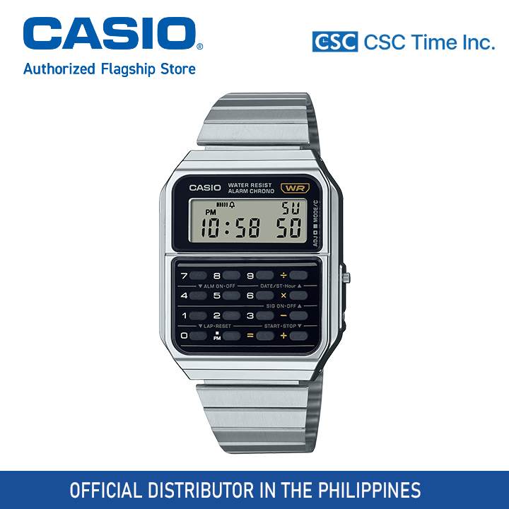 Casio (CA-500WE-1ADF) Silver Stainless Steel Strap Calculator Time ...
