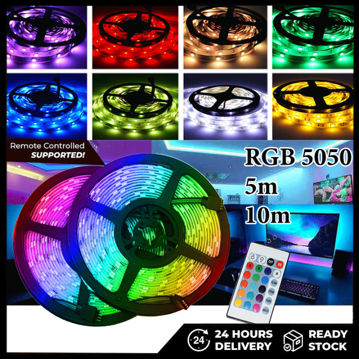 RGB ไฟสีอีดีความยาว 5 เมตร ขายแยกต่างหากไม่มีรีโมท | Lazada.co.th