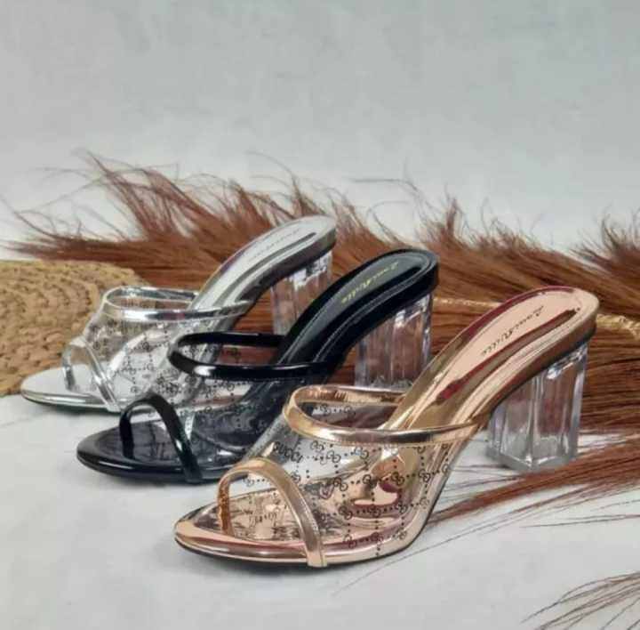 R-ABIZAR/SENDAL WANITA HIGH HEEL HAK KACA KOKOP MIKA MODEL GG/9CM ...