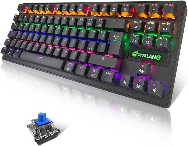 Spanish Mechanical Keyboard Gamer, RGB Mechanical Gaming Keyboard LED ...