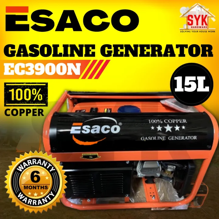 SYK ESACO EC3900N 4.8kW (15L) Electric Recoil Portable Gasoline ...