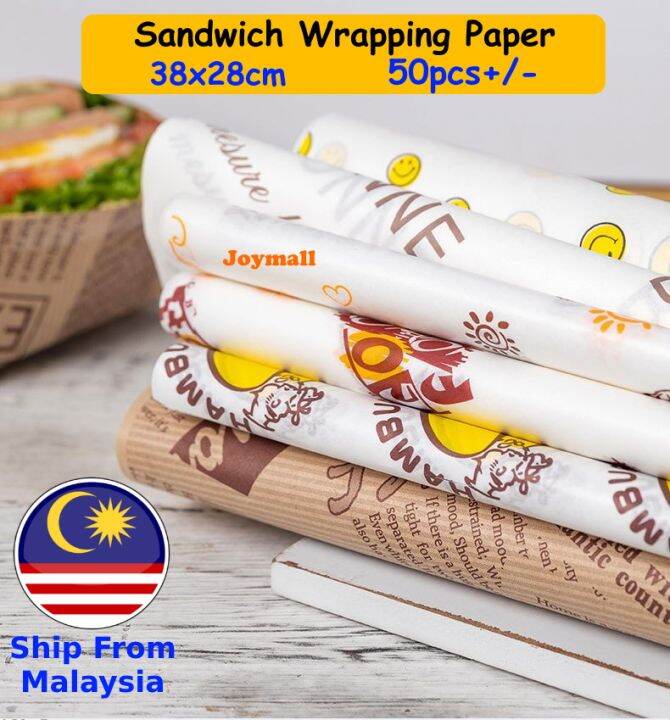 【Joymall】50pcs Sandwich Paper Food Wrapping Parchment Paper Toast Food ...