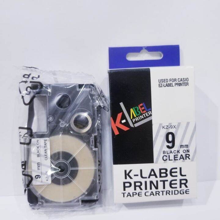 casio k-label printer 9 mm black on clear tape kz-9x label 9mm | Lazada ...