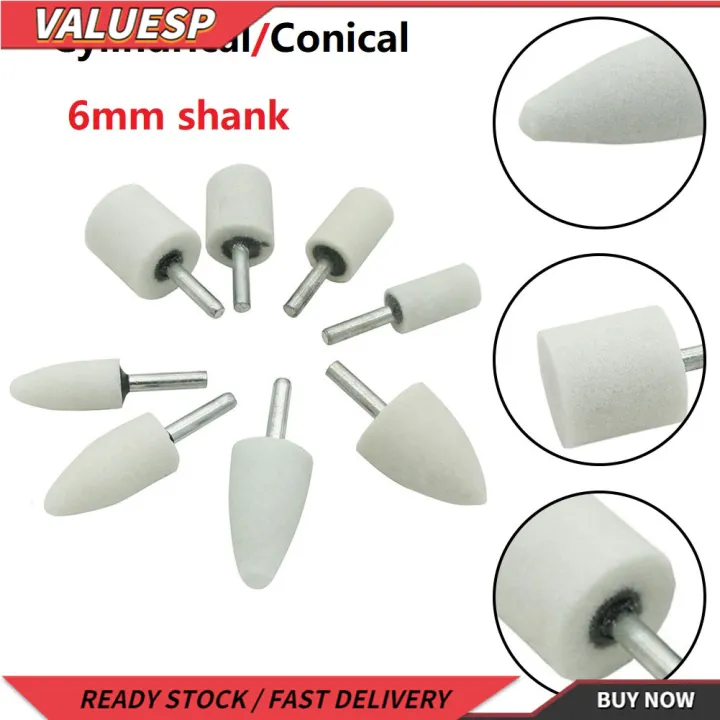 5pc 6mm Shank Abrasive Mounted Stone Cylindrical/Conical Grind Wheel ...