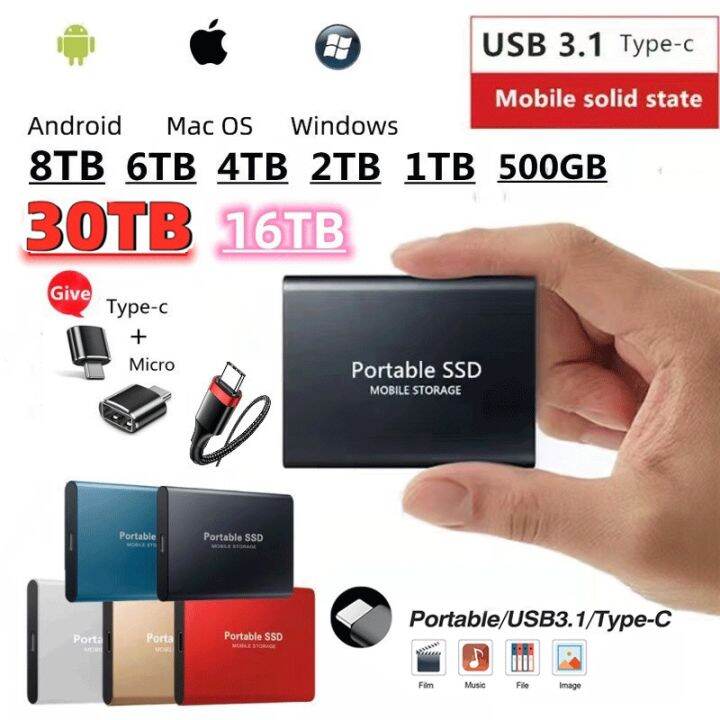 Portable SSD 1TB High-speed Mobile Solid State Drive 500GB SSD Mobile ...