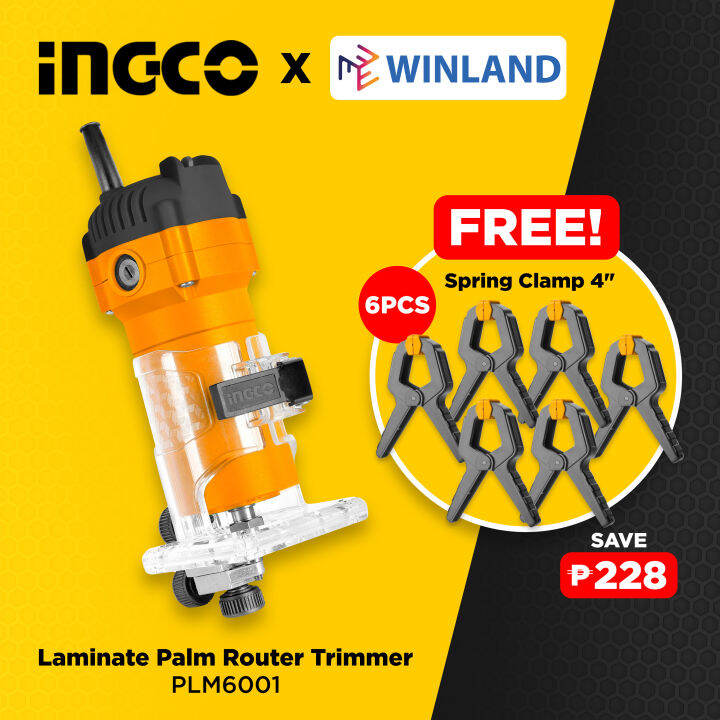 INGCO by Winland Laminate Palm Router Trimmer 600watts with Free 6pcs ...